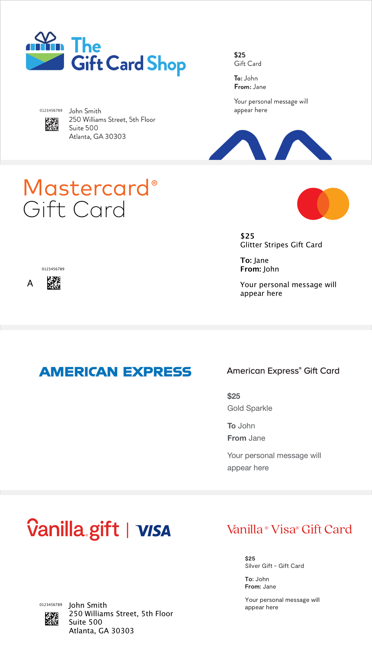 Silver Gift Visa Gift Card